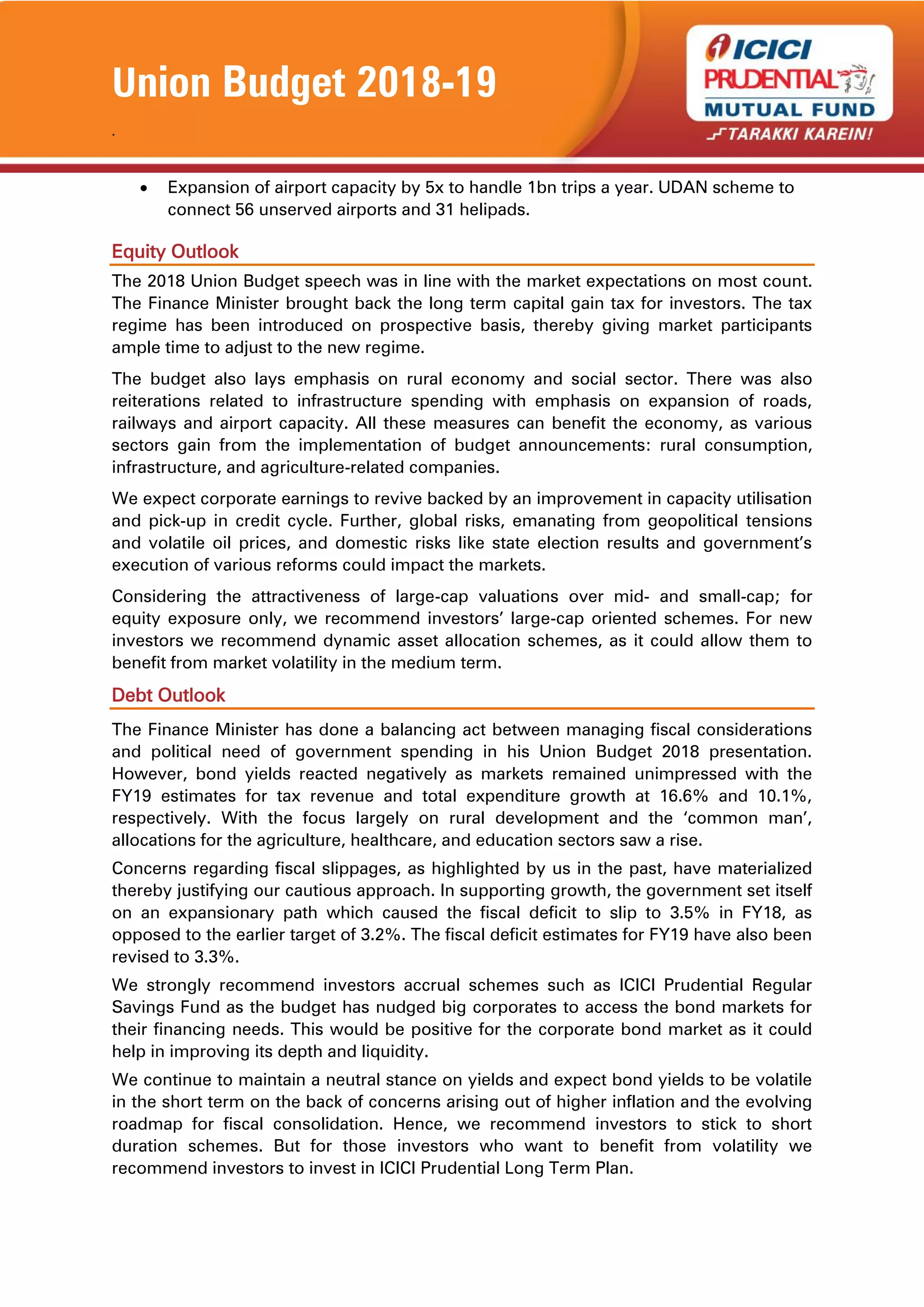 Union budget 2018 19 investor note | PDF