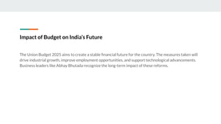 Union Budget 2025 - A Step Towards Progress. | PDF