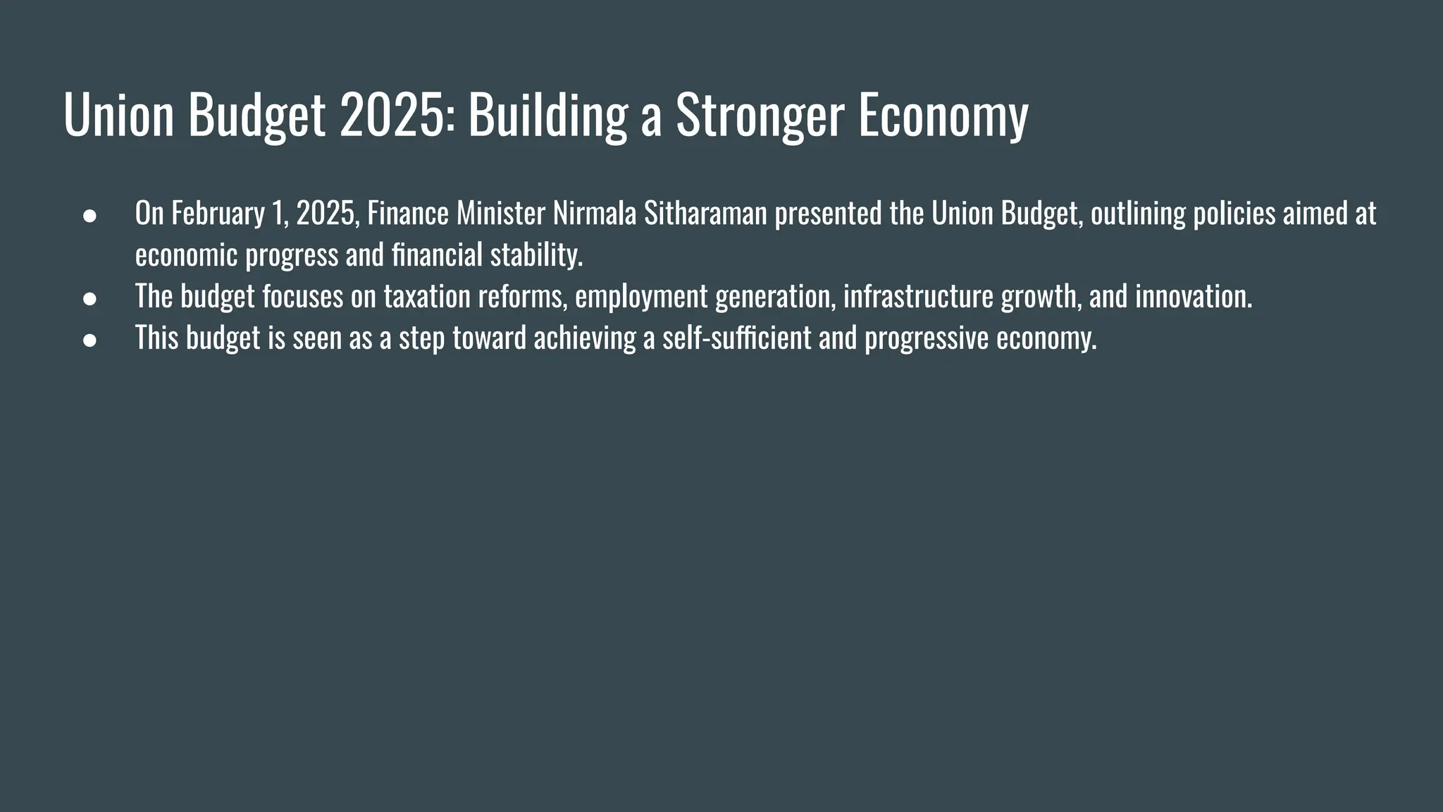 Union Budget 2025 - Building a Stronger Economy | PDF