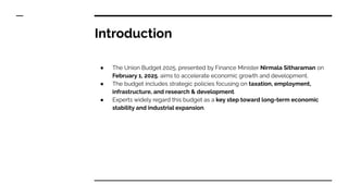 Union Budget 2025 - Policies Driving India's Growth | PDF