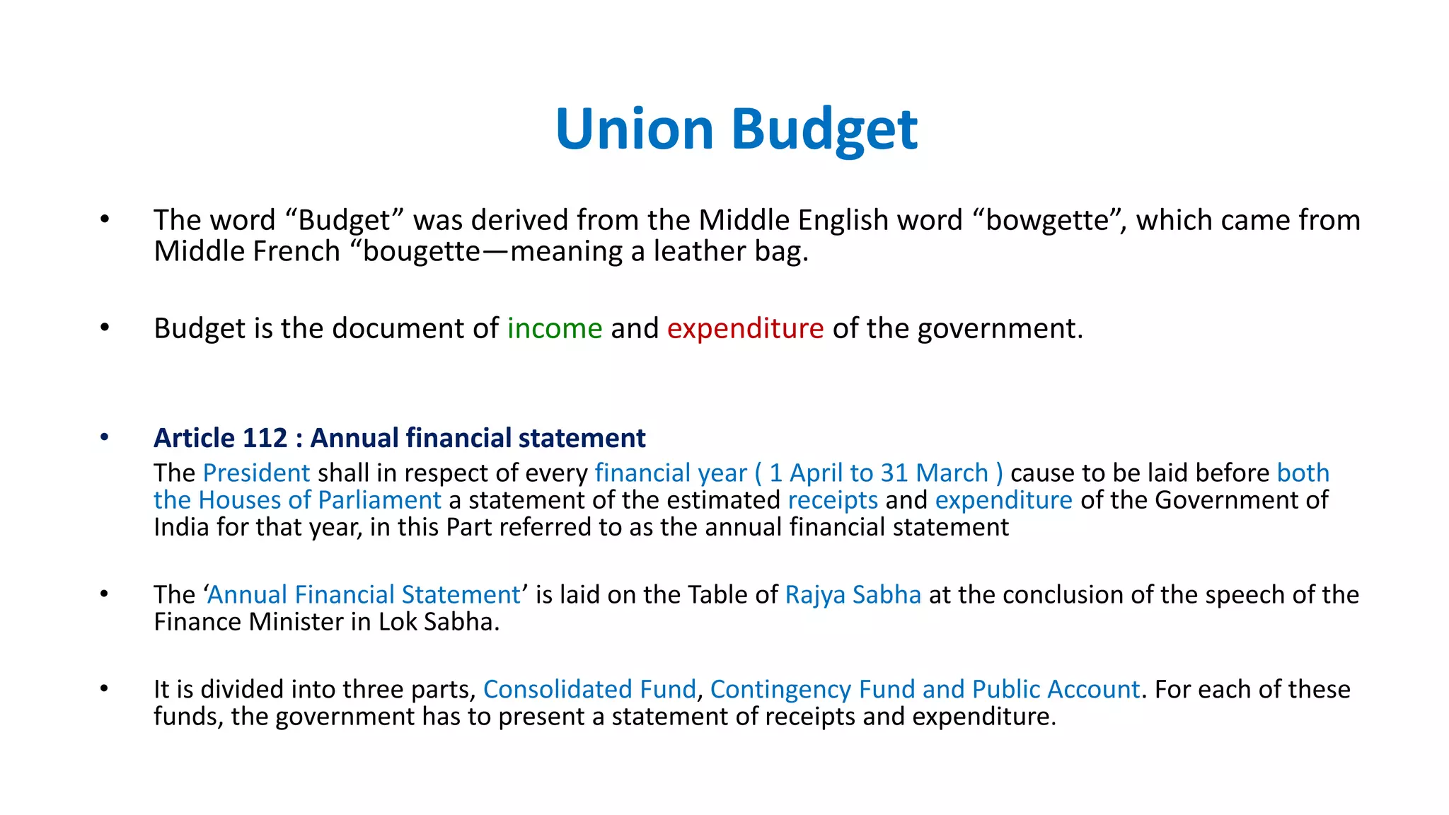 Union budget of india ppt by Rajneesh Chaturvedi | PPTX