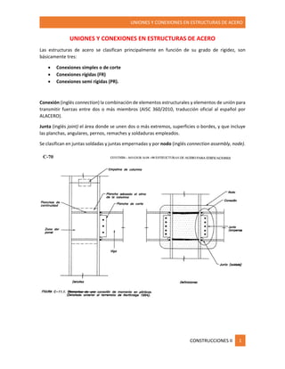 Uniones y conexiones en estructuras de acero | PDF