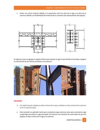 Uniones y conexiones en estructuras de acero | PDF