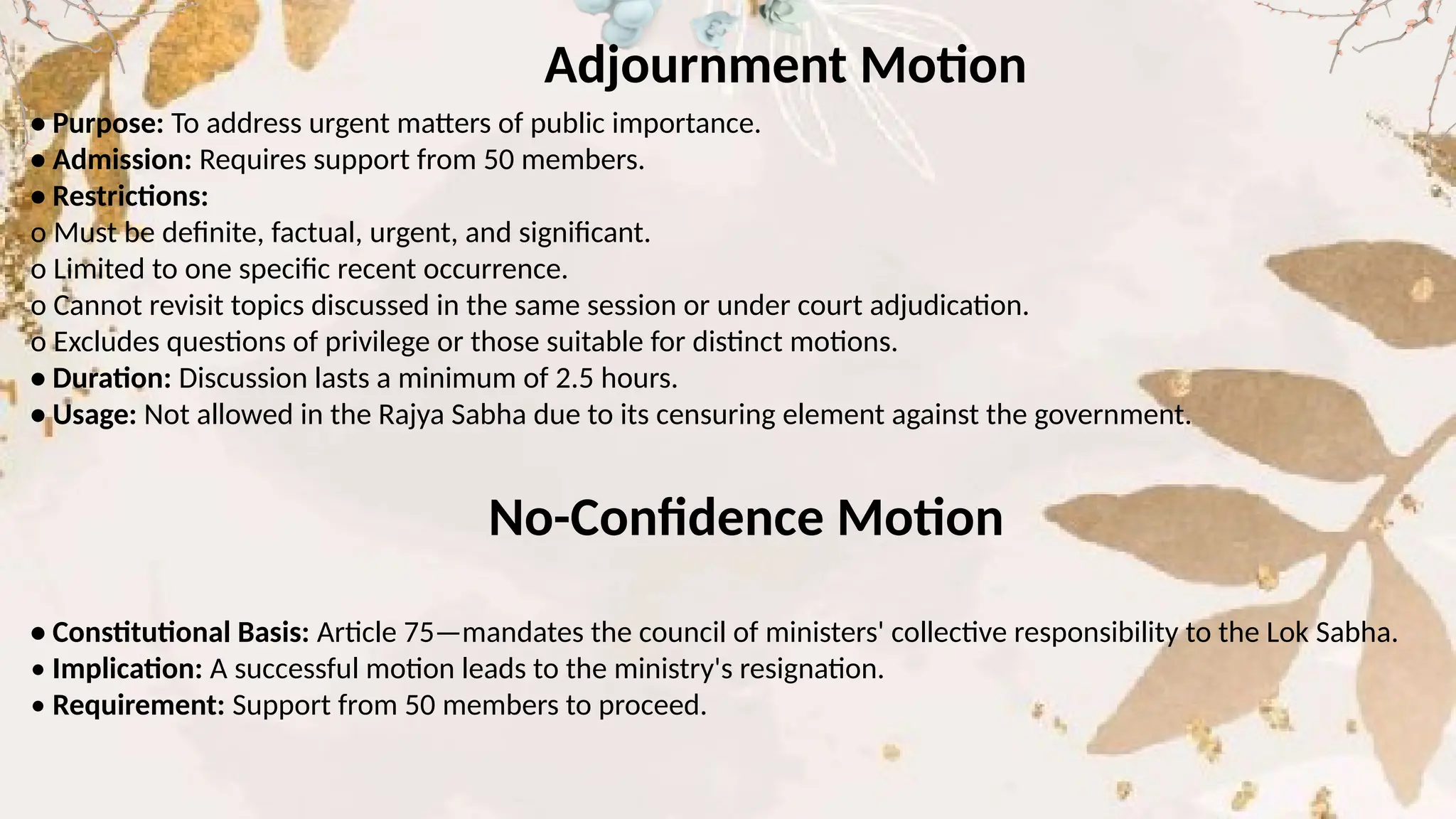 Union Legislature- Parliament : Rajya Sabha and Lok Sabha | PPTX