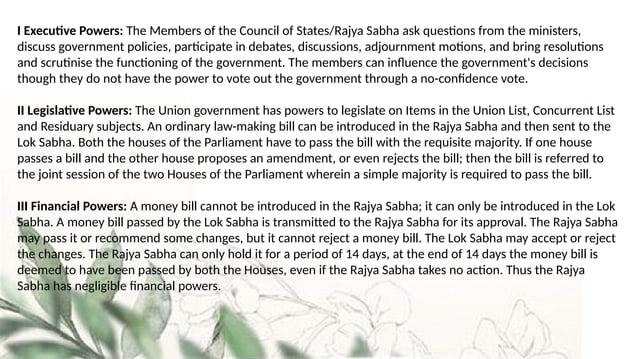 Union Legislature- Parliament : Rajya Sabha and Lok Sabha | PPTX ...