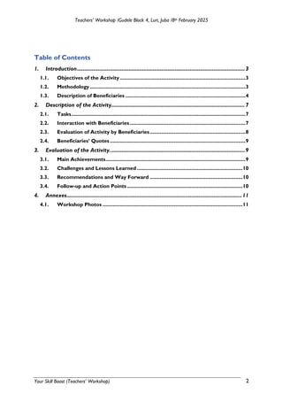 Union Nursery & Primary School Teachers Workshop Report February 2025 | PDF