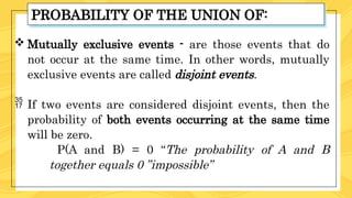 union of two events.pptx probability of events | PPTX