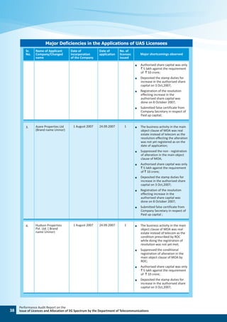 Report No. 19 of 2010 - Performance Audit of Issue of Licences and ...