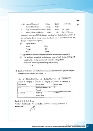 Report No. 19 of 2010 - Performance Audit of Issue of Licences and ...
