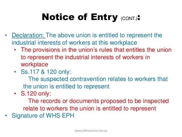 Union right of entry sia conference