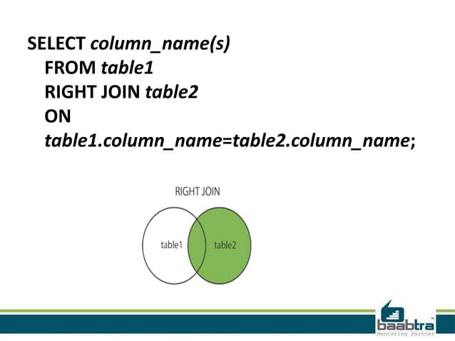 Unions and joins in mysql | PPT
