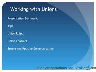 Working with Unions from an HR perspective | PPT