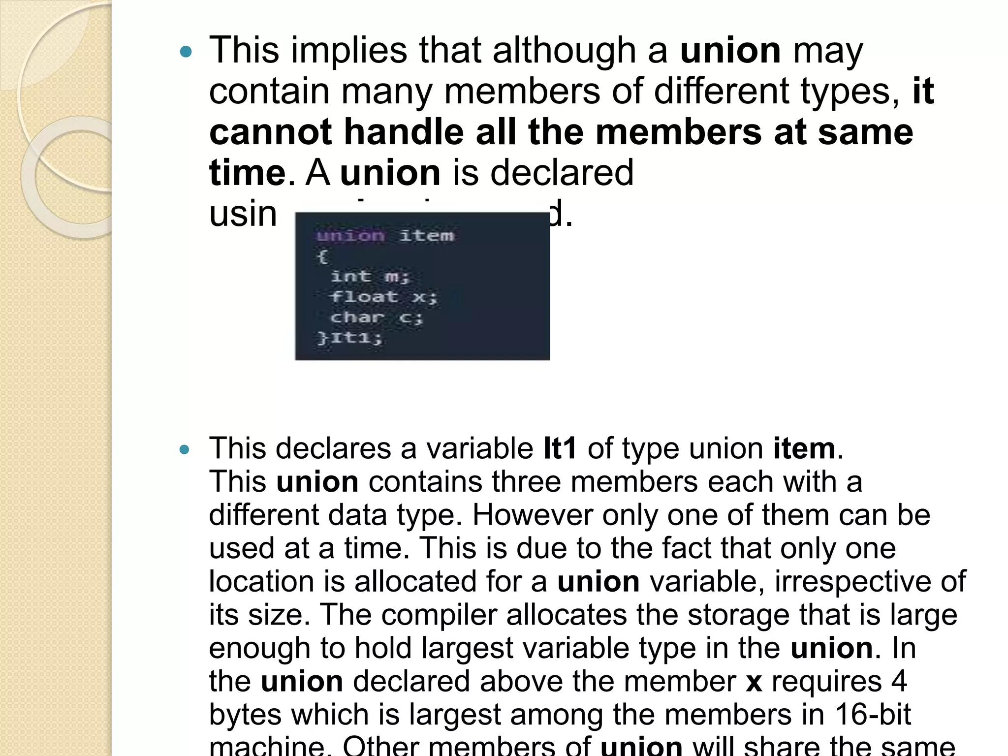 Union in c language | PPTX
