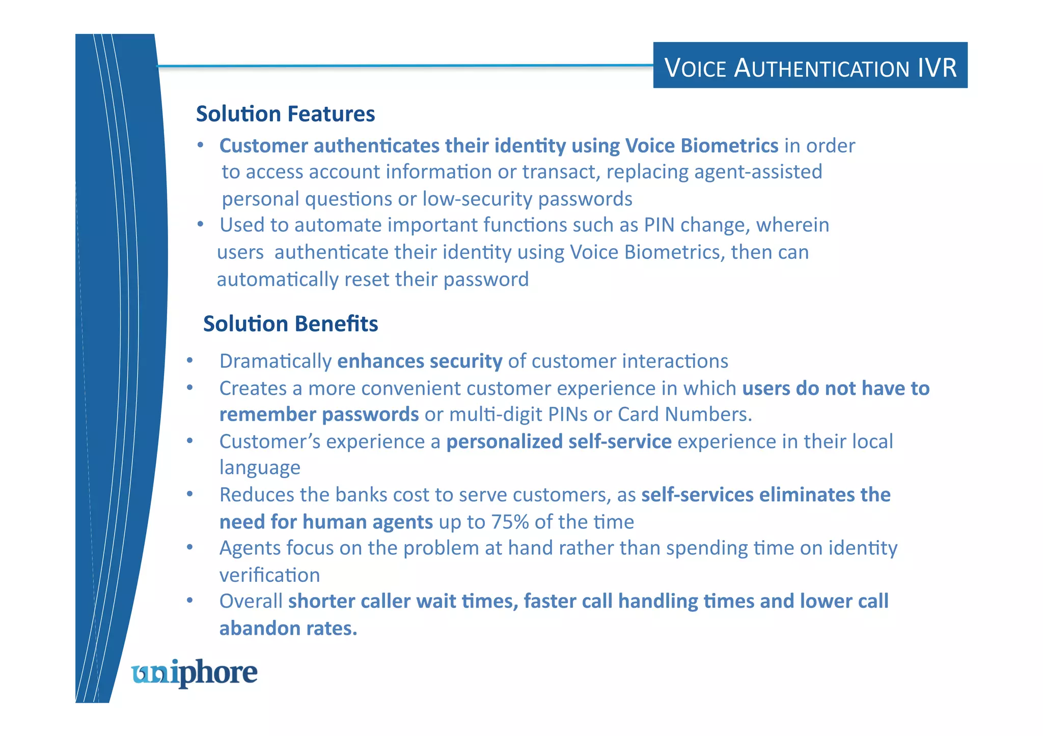 Uniphore IVR banking solutions | PDF