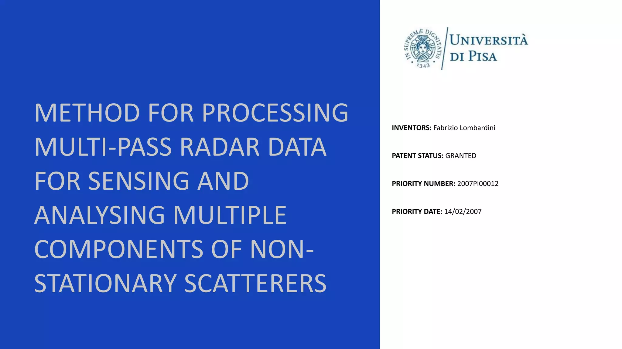 Method for processing multi-pass radar data for sensing and analysing ...