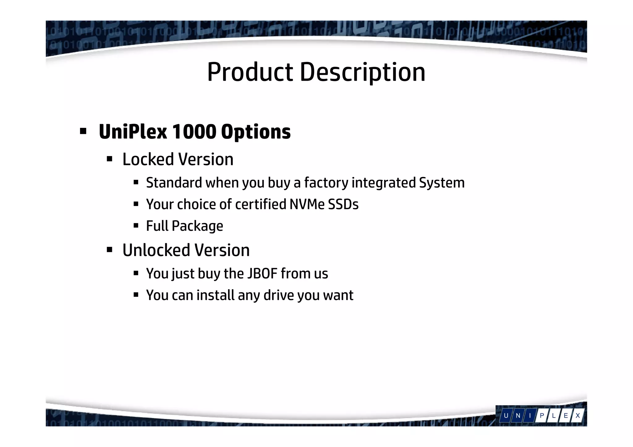 UniPlex 1000 Series PCIe NVMe JBOF | PPT UniPlex 1000 Series PCIe NVMe JBOF | PPT
