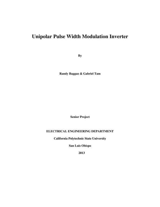 Unipolar pulse width modulation inverter | PDF