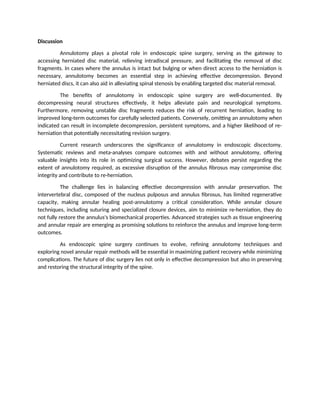 Uniportal Endoscopic Spine Surgery - The Necessity of Annulotomy to ...