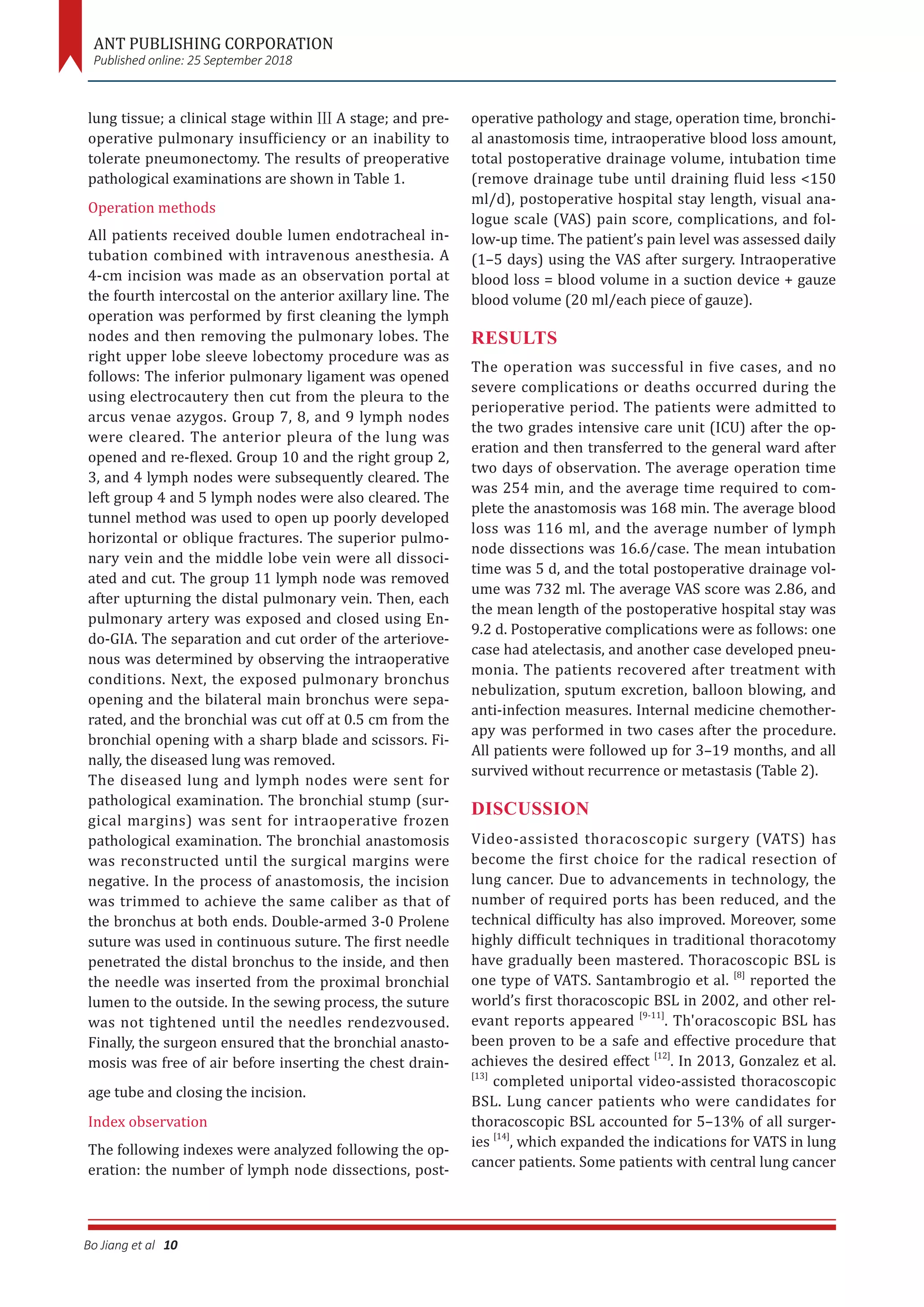 Uniportal video assisted thoracoscopic bronchial sleeve lobectomy in ...