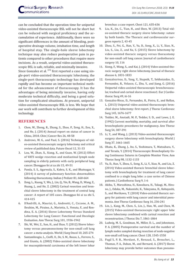 Uniportal video assisted thoracoscopic bronchial sleeve lobectomy in five patients | PDF