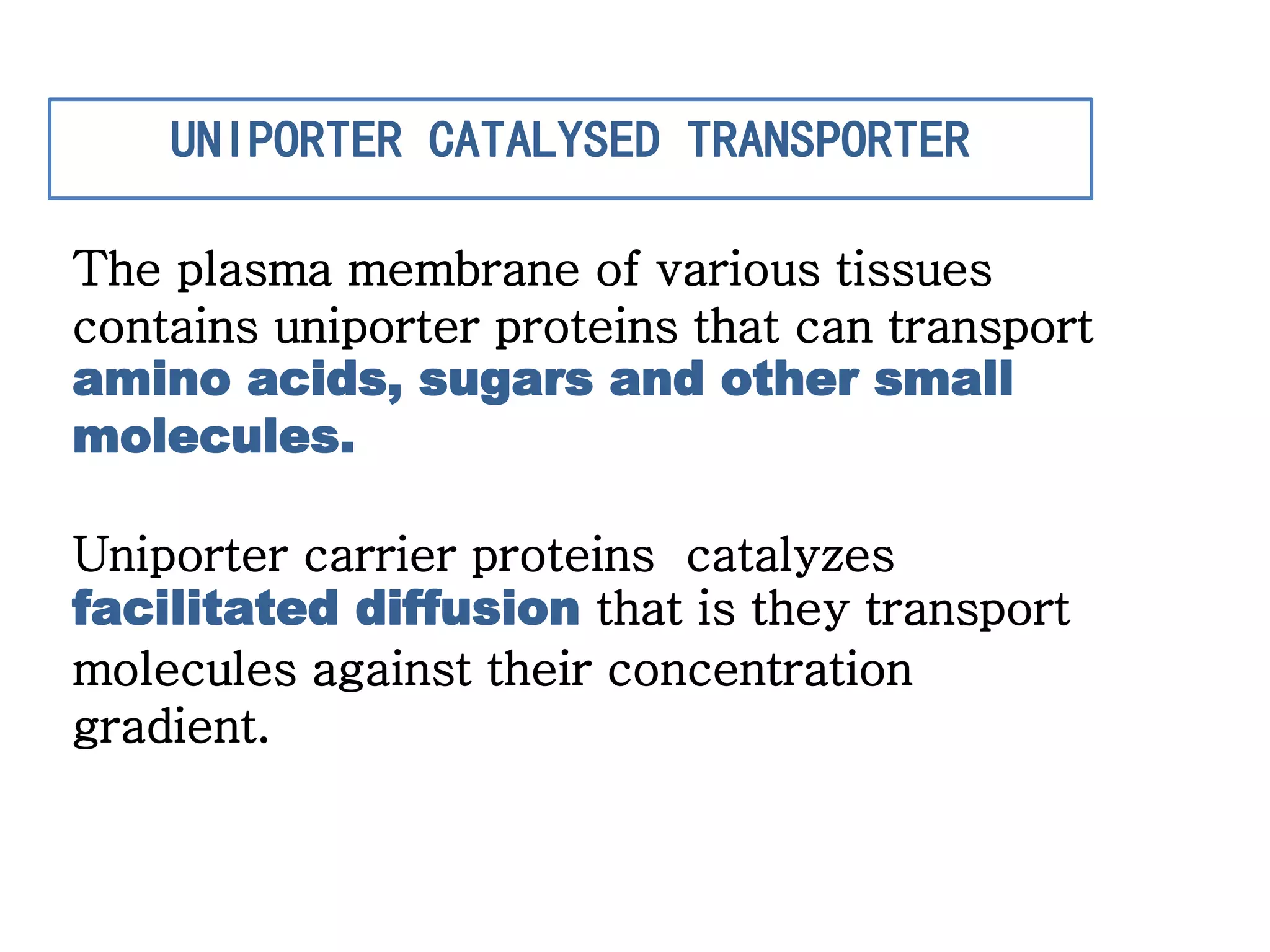 Uniporter catalyzed transport | PPTX