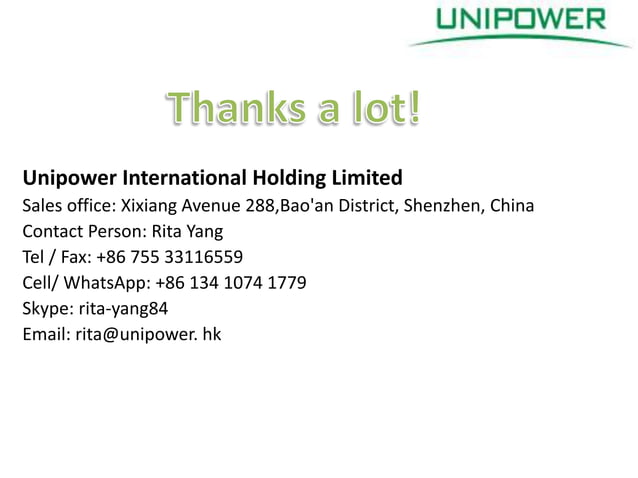 Unipower company presentation | PPT
