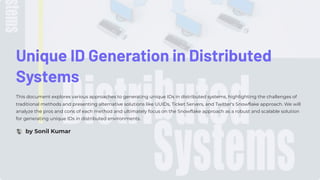 Unique ID Generation in Distributed System (Twitter Snowflake Approach) | PPT