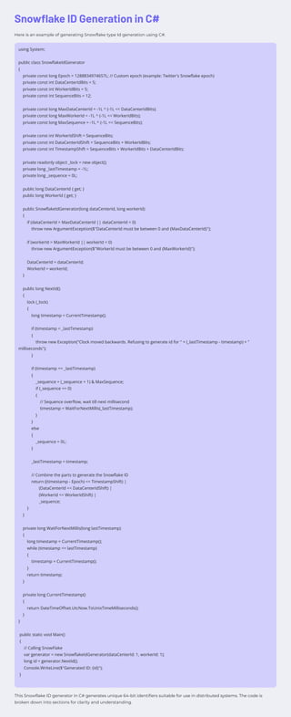 Unique Id Generation In Distributed System Twitter Snowflake Approach Ppt
