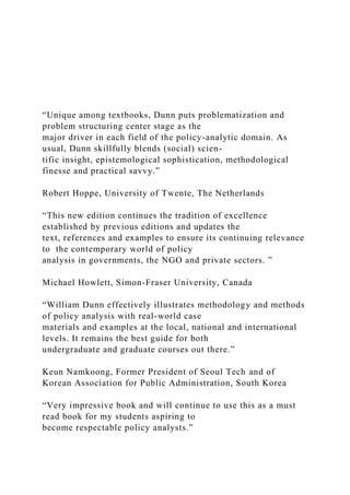 Unique among textbooks, Dunn puts problematization and pr.docx ...