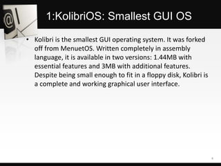 8 NOT-So known operating systems | PPTX
