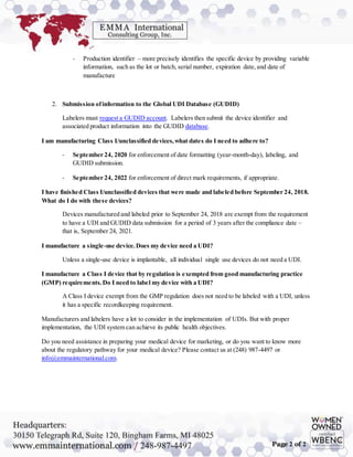 The Unique Device Identification System for Class I and Unclassified ...