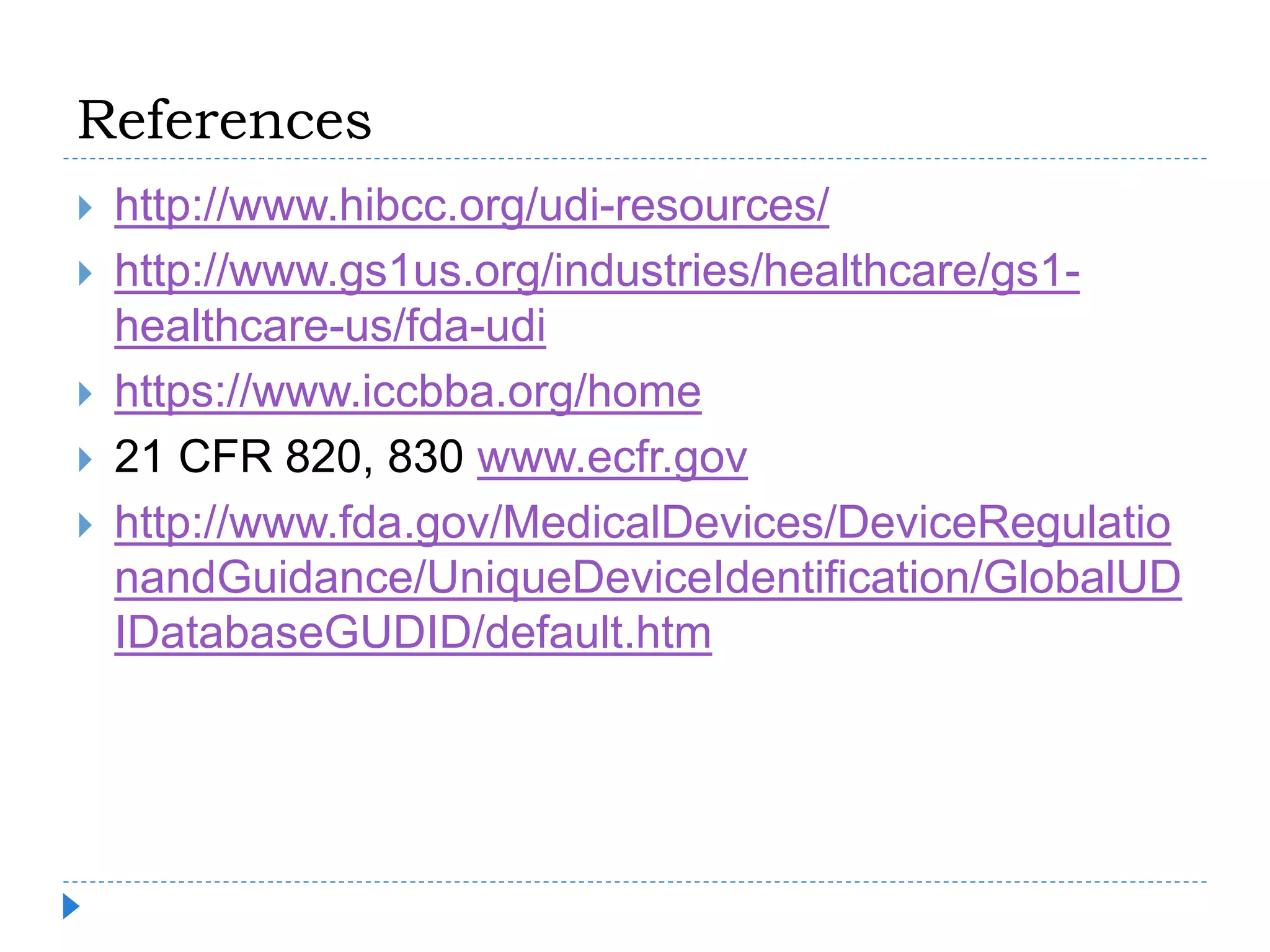 FDA Unique Device Identification (UDI) Overview | PPTX