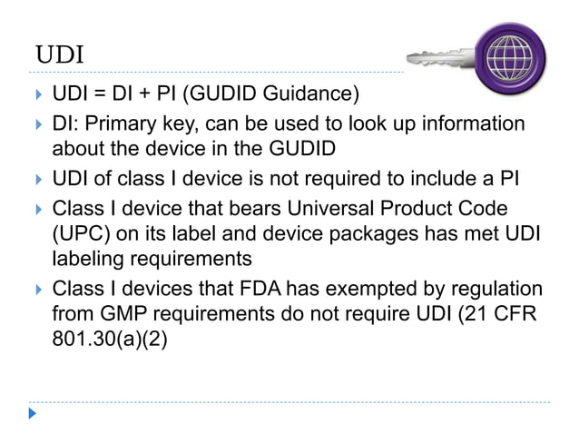 FDA Unique Device Identification (UDI) Overview | PPTX