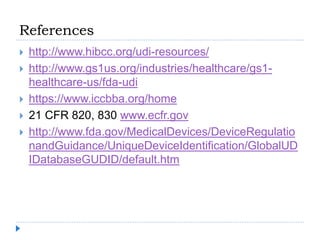 FDA Unique Device Identification (UDI) Overview | PPTX