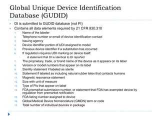FDA Unique Device Identification (UDI) Overview | PPTX