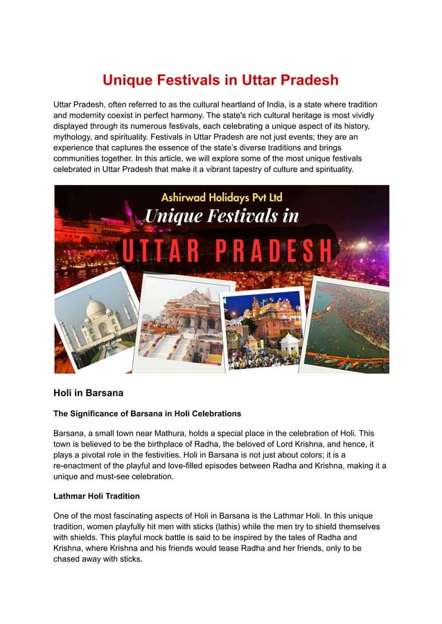 Unique Festivals in Uttar Pradesh 2024 /2025 | PDF