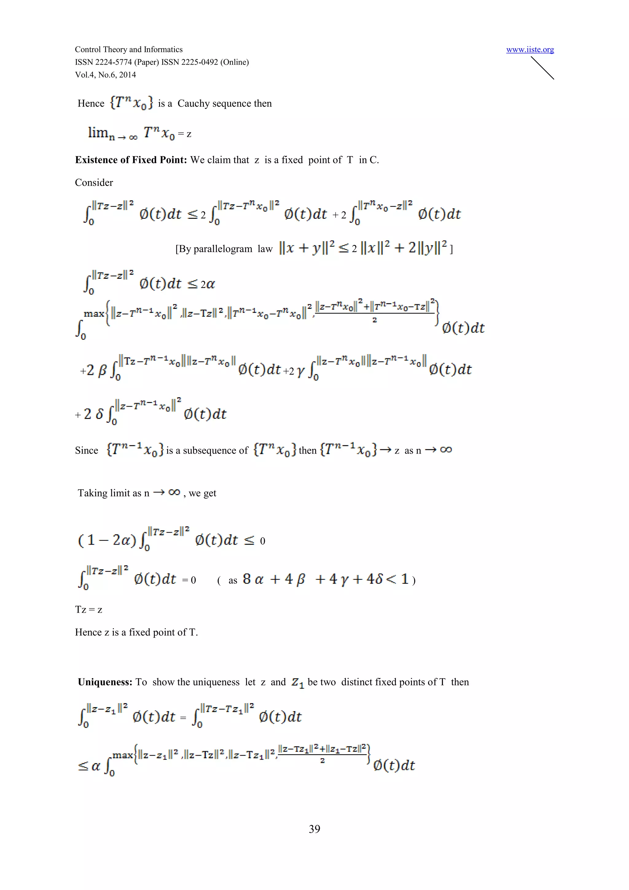 Unique Fixed Point Theorem For Asymptotically Regular Maps In Hilbert Space Pdf Web