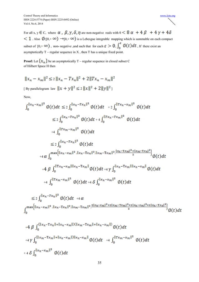 Unique Fixed Point Theorem For Asymptotically Regular Maps In Hilbert Space Pdf