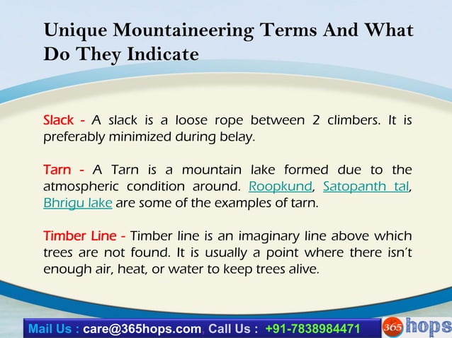 Unique Mountaineering Terms And What Do They Indicate | PPT