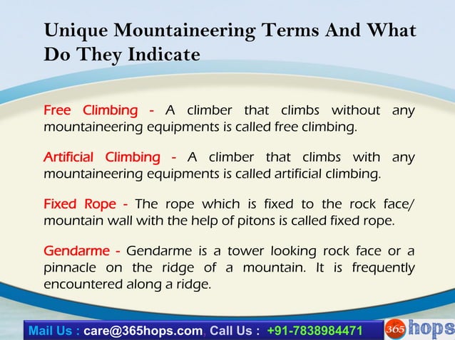 Unique Mountaineering Terms And What Do They Indicate | PPT