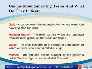 Unique Mountaineering Terms And What Do They Indicate | PDF