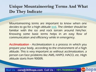 Unique Mountaineering Terms And What Do They Indicate | PDF
