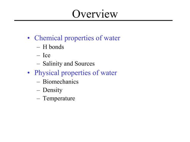 Unique properties of water overview | PPTX