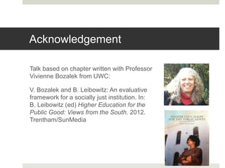 Brenda Leibowitz presentation at UNISA on higher education and social ...