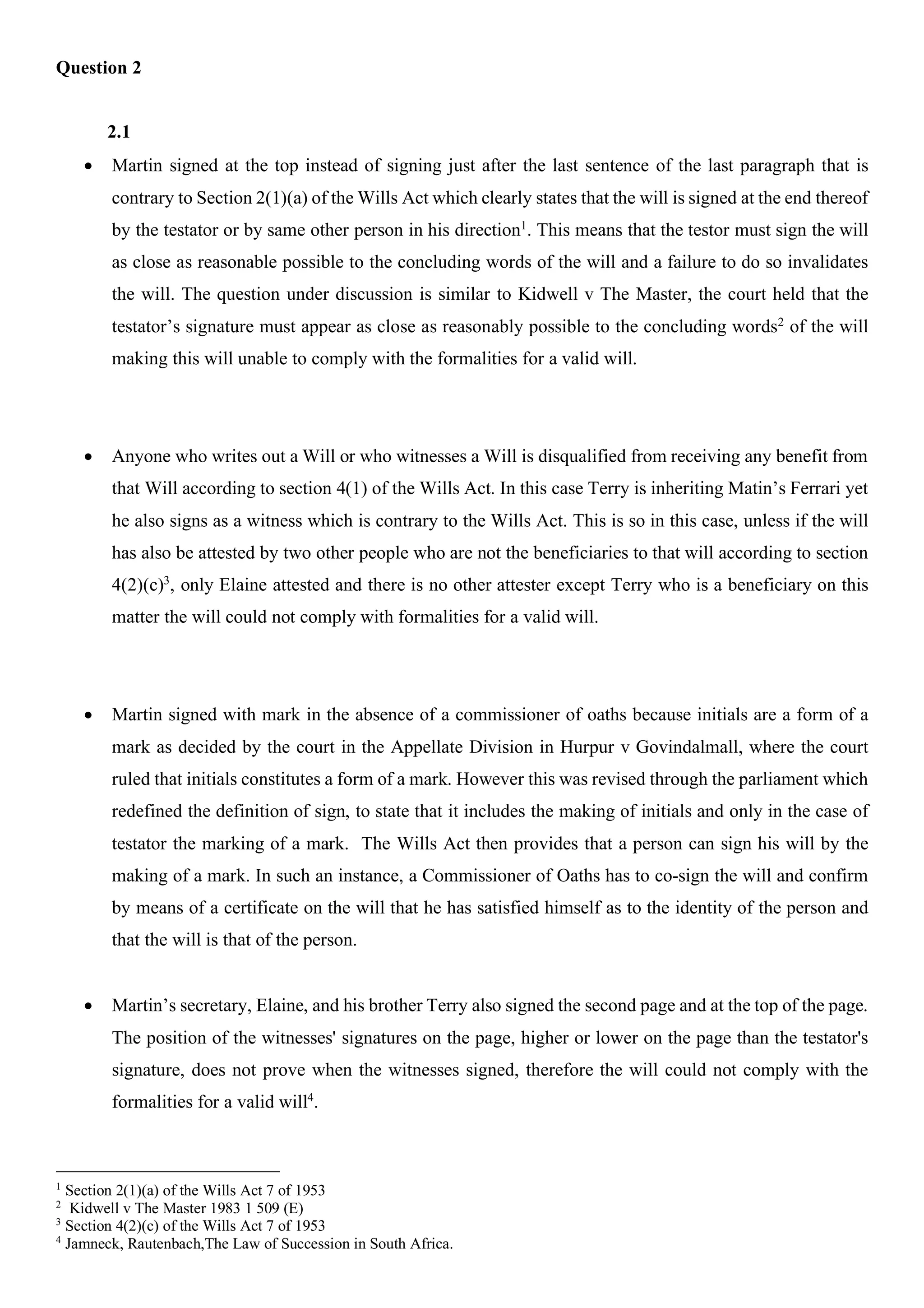 Unisa law of succession assignment | PDF