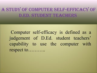 computer self-efficacy | PPT