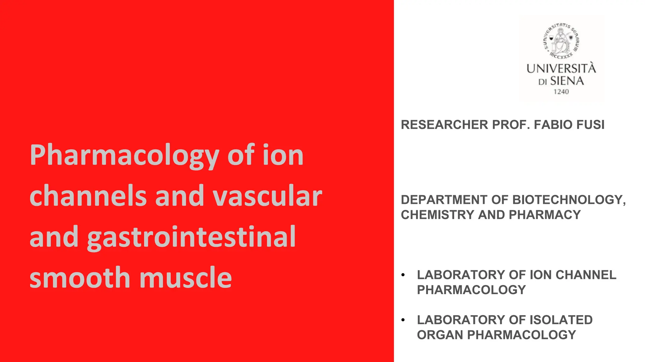 Pharmacology of ion channels and vascular and gastrointestinal smooth ...