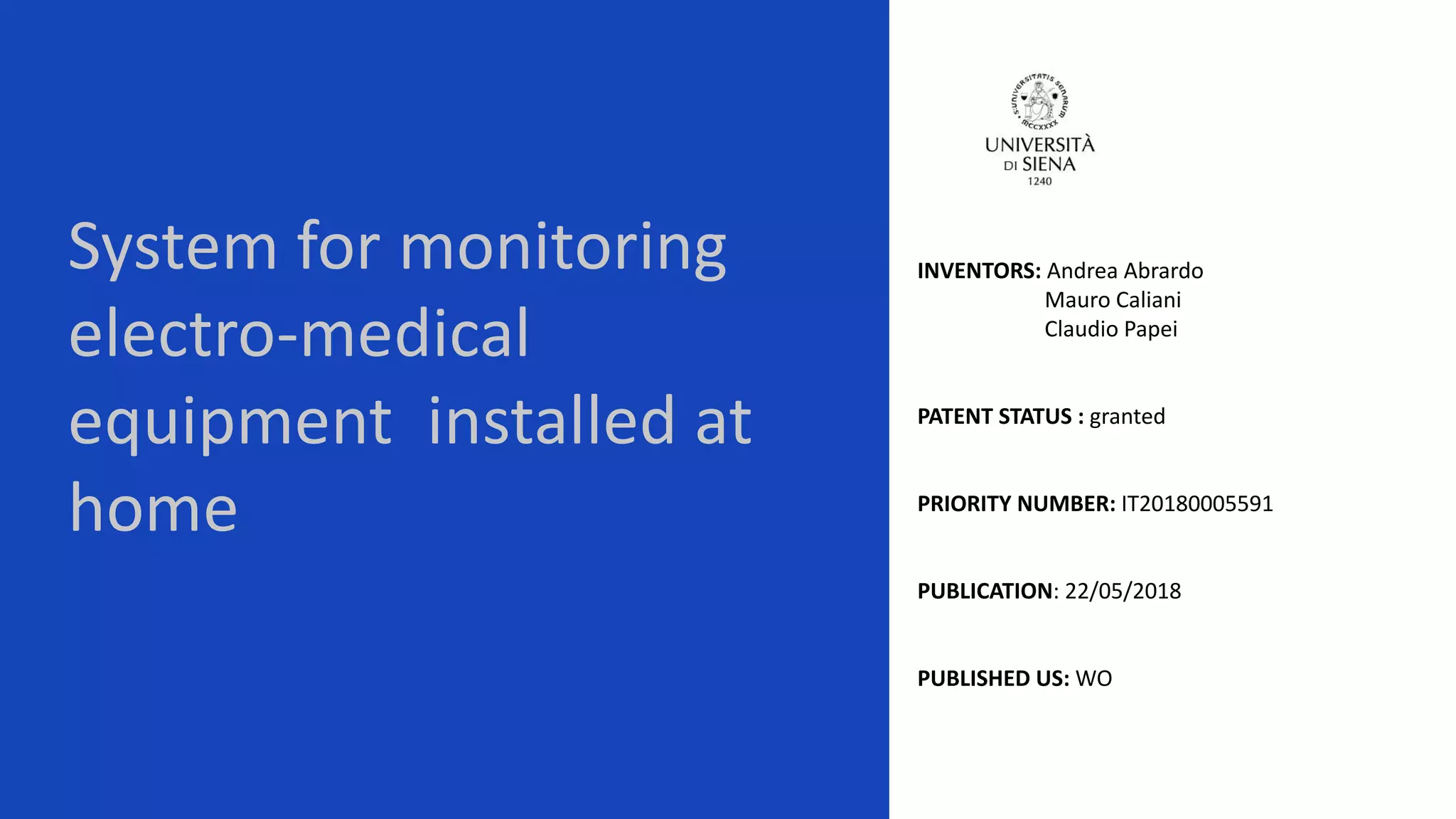 System for monitoring electro-medical equipment installed at home | PPT