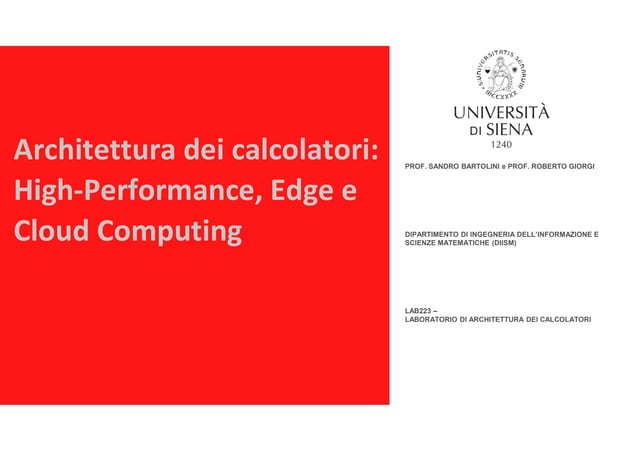 Architettura dei calcolatori: High-Performance, Edge e Cloud Computing ...