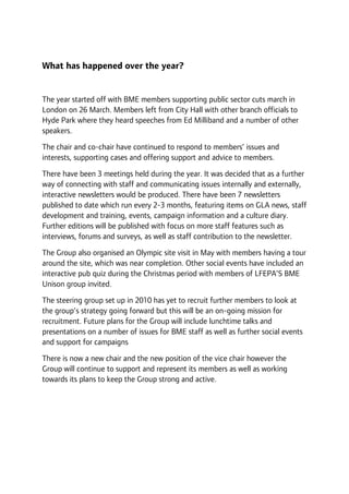 GLA UNISON BME Annual Report 2011/2012 | PDF | Events